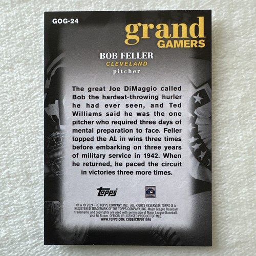 2024 Topps Series 1 - Grand Gamers Bob Feller #GOG-24 | eBay