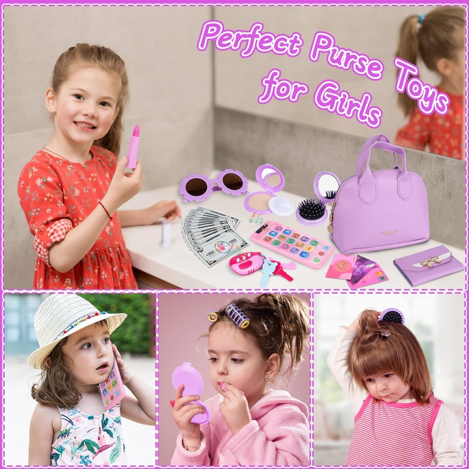 Purple Play Purse for Little Girls Ages 3-6, My First Purse Toy with ...