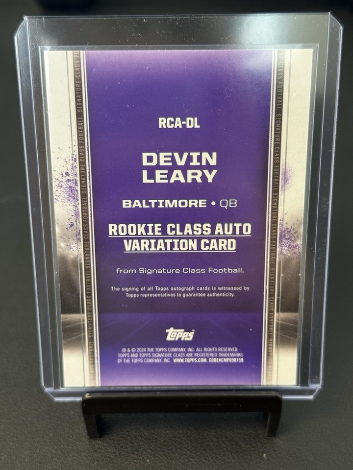 NEW RARE 2024 Topps Signature Class Devin Leary Auto /50 Orange RC BAL ...