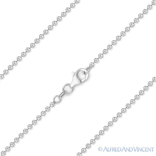 Italy .925 Sterling Silver Rhodium Plated Ball Bead Link Chain Italian ...