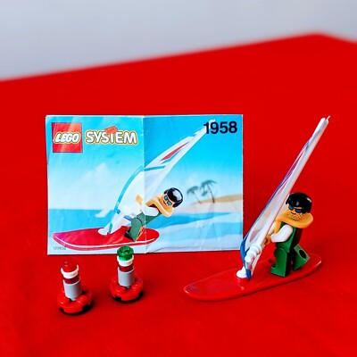 1993 LEGO 1958 Windsurfer - Complete w/ Minifig & Manual - Vintage Town ...