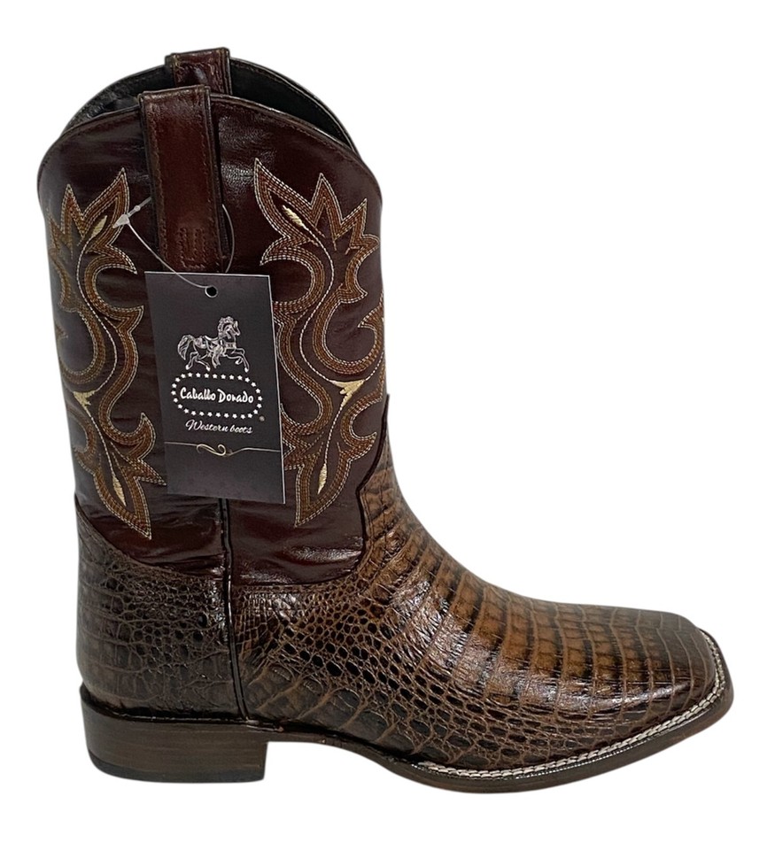 CABALLO DORADO MEN'S BROWN CAIMAN BELLY LEATHER WESTERN EXOTIC COWBOY ...