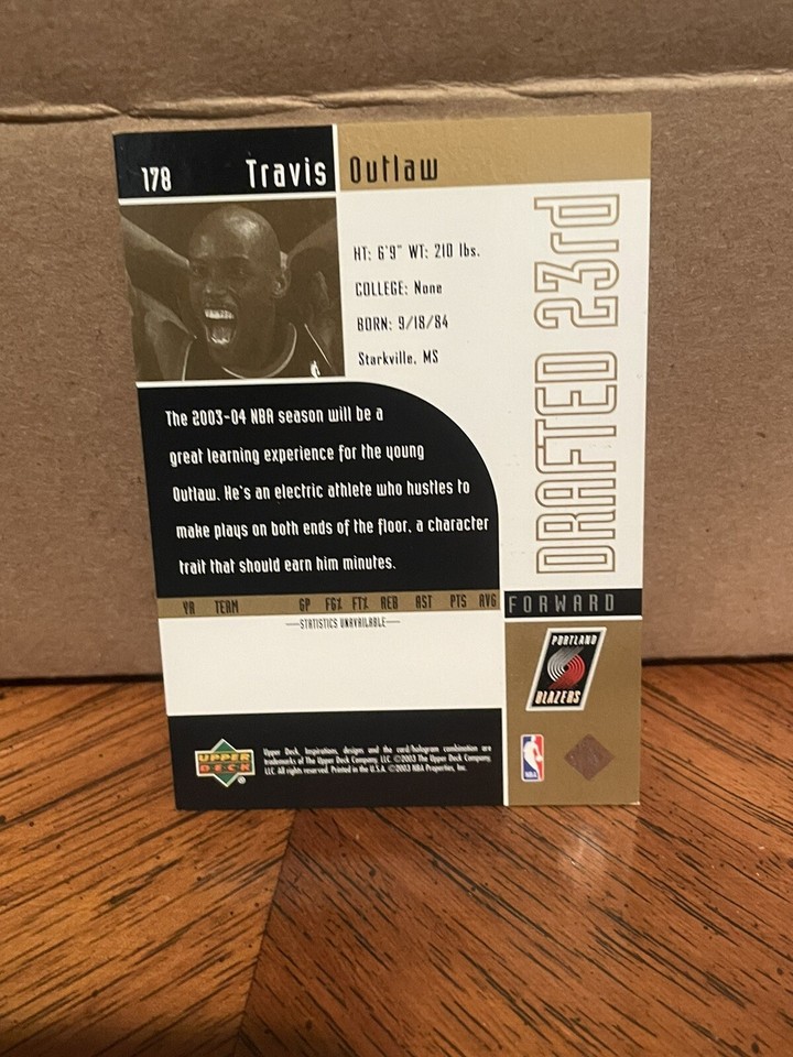 2002-03 Upper Deck Inspirations 2003 Draft 465/2999 Travis Outlaw #178 ...