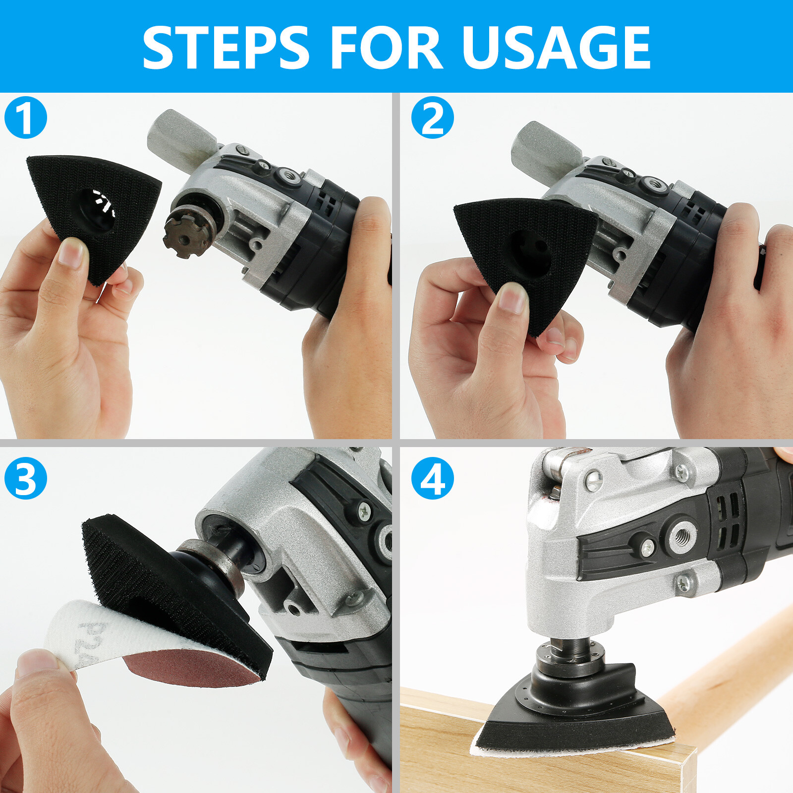 129Pcs Oscillating Tool Sanding Pad Kit 60-320 Grit Triangle Hook and ...