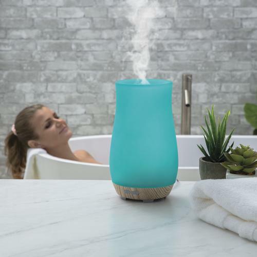 Homedics Ultrasonic Teal Glass Color Change Aromatherapy Essential Oil ...
