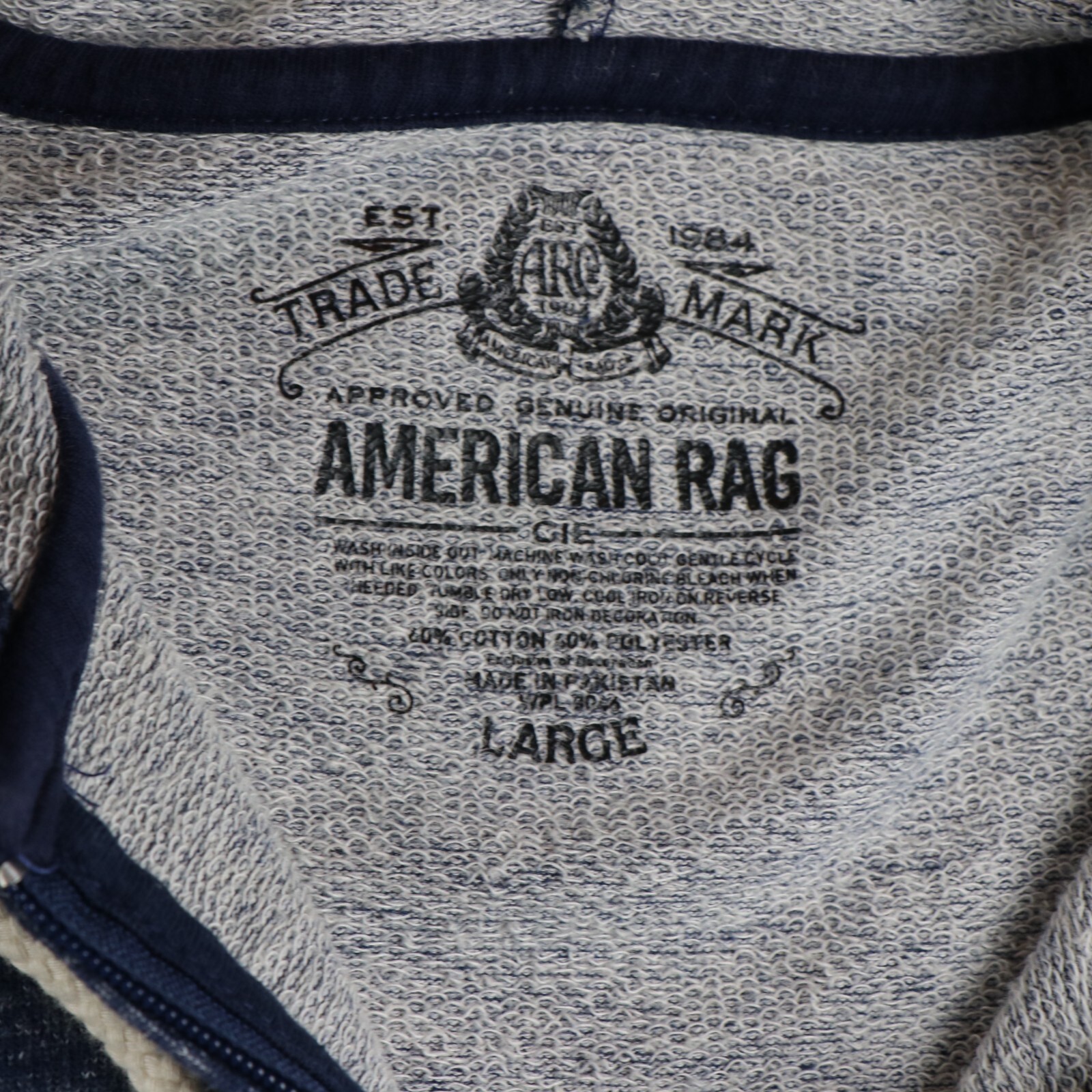 American Rag Hooded Jacket Mens Navy Full Zip Blue Hoodie Sweatshirt Sz ...