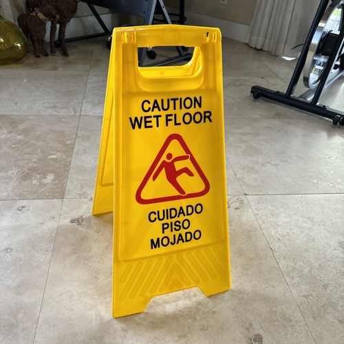 NEW Janilink English/Spanish Caution Wet Floor Sign - Piso Mojado ...