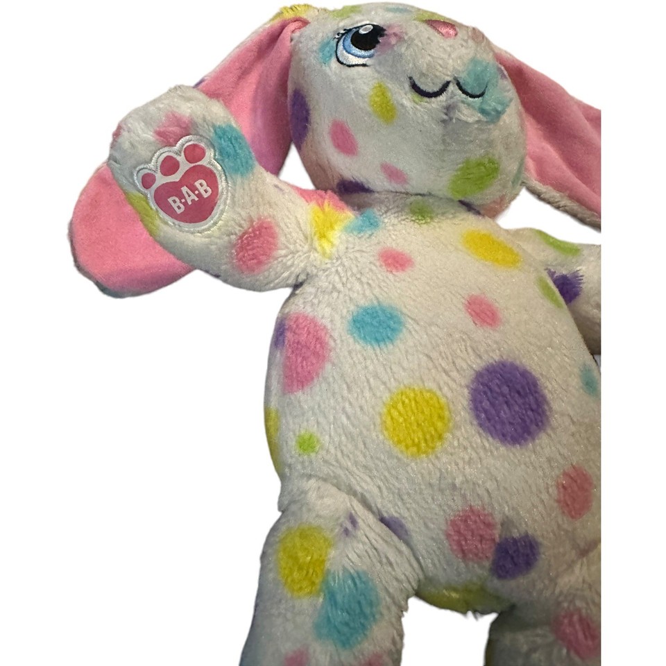 Build A Bear Spotty Dotty Bunny White Rainbow Rabbit Polka Dot Stuffed ...