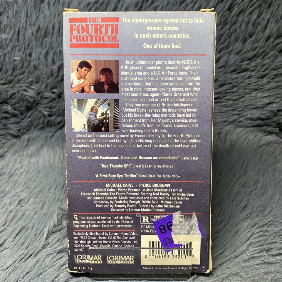 The Fourth Protocol VHS 1987 Michael Caine Pierce Brosnan Ned Beatty ...