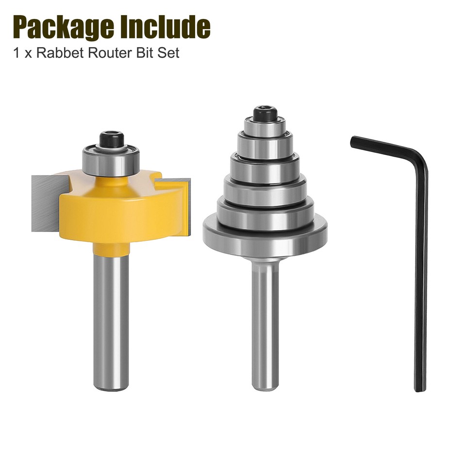 7PCS Rabbet Router Bit Set 5/16" W/ 6 Bearings Tenon Cutter Wood ...