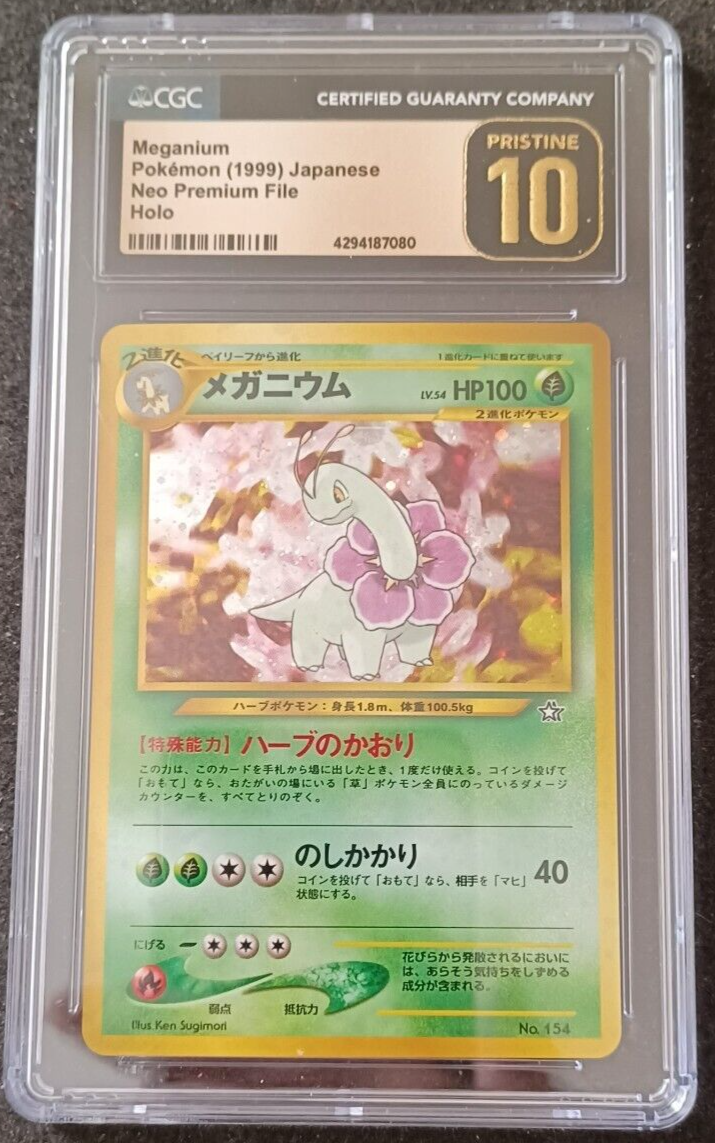 Meganium Holo Neo Premium File CGC 10 Prestne Mint 154 1999 Pokemon ...