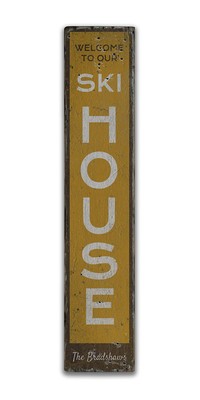 Ski House Vertical Vintage Distressed Sign, Personalized Wood Sign | eBay
