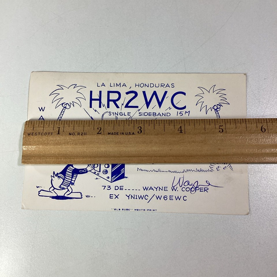 Honduras QSL Radio Card 1957 La Lima Wayne Cooper Stamp Palma | eBay