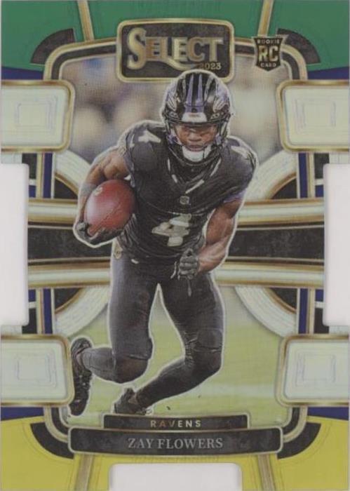 2023 Panini Select - Concourse Zay Flowers #8 Green & Yellow Prizm Die ...