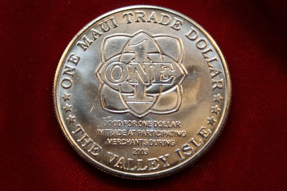 2003 MAUI TRADE DOLLAR, UNC. IN AIR-TITE HOLDER, THE VALLEY ISLE ...