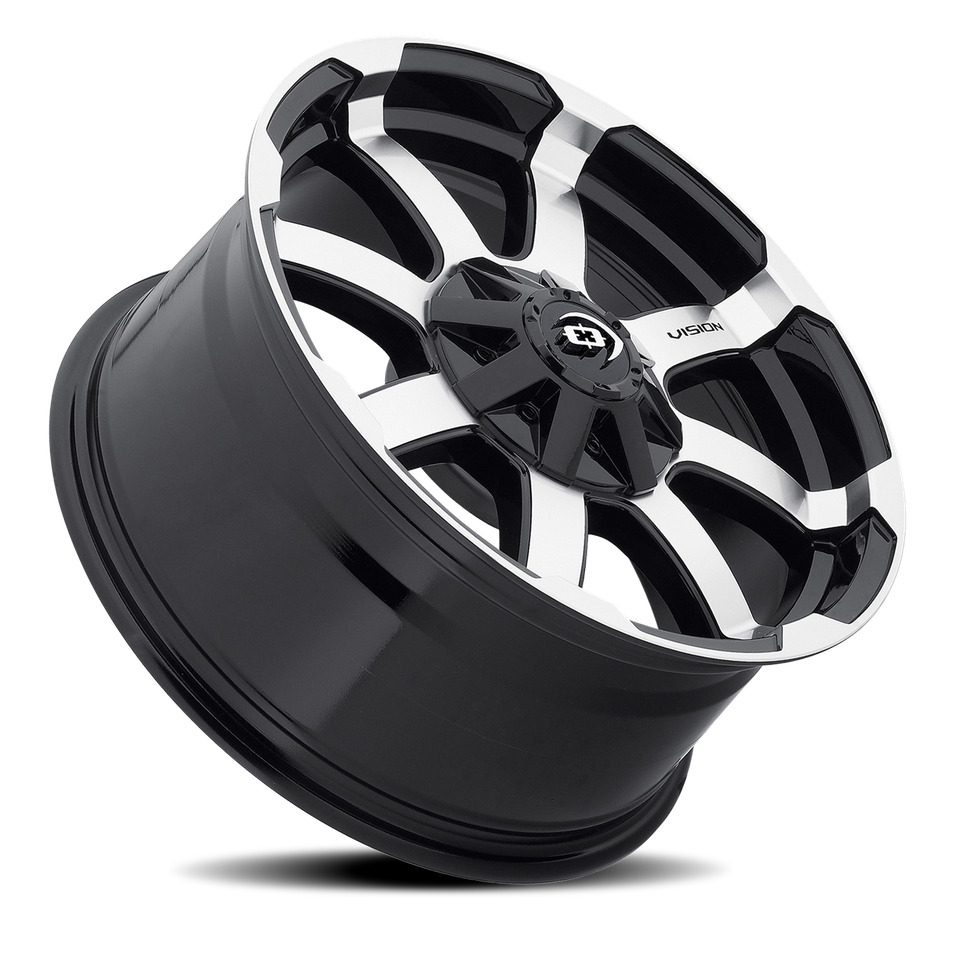 4 New Vision Valor 18x8.5 6-139.70 18 Gloss Black Machined Face Wheels ...