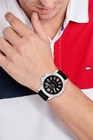 Tommy Hilfiger 1710539 Men's Preppy Stainless Steel Silicone Strap ...