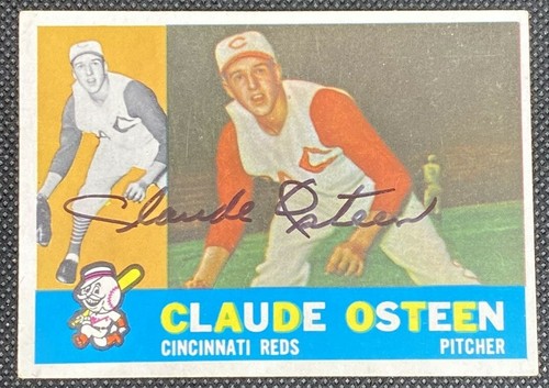 Claude Osteen Reds Signed Auto Autographed 1960 Topps Card #206 ~ COA ...