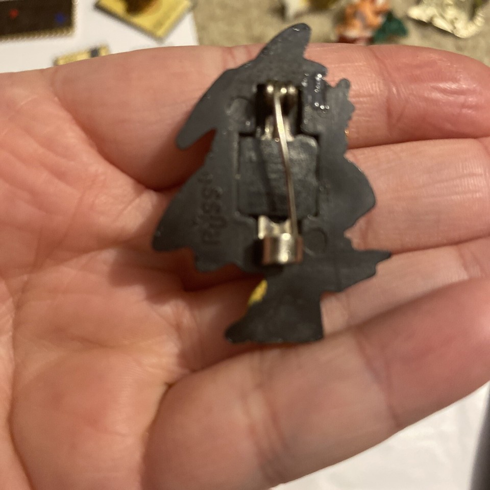 5x Vintage Brooch Pin Halloween Pumpkin Witch Ghost Pull String Boo ...