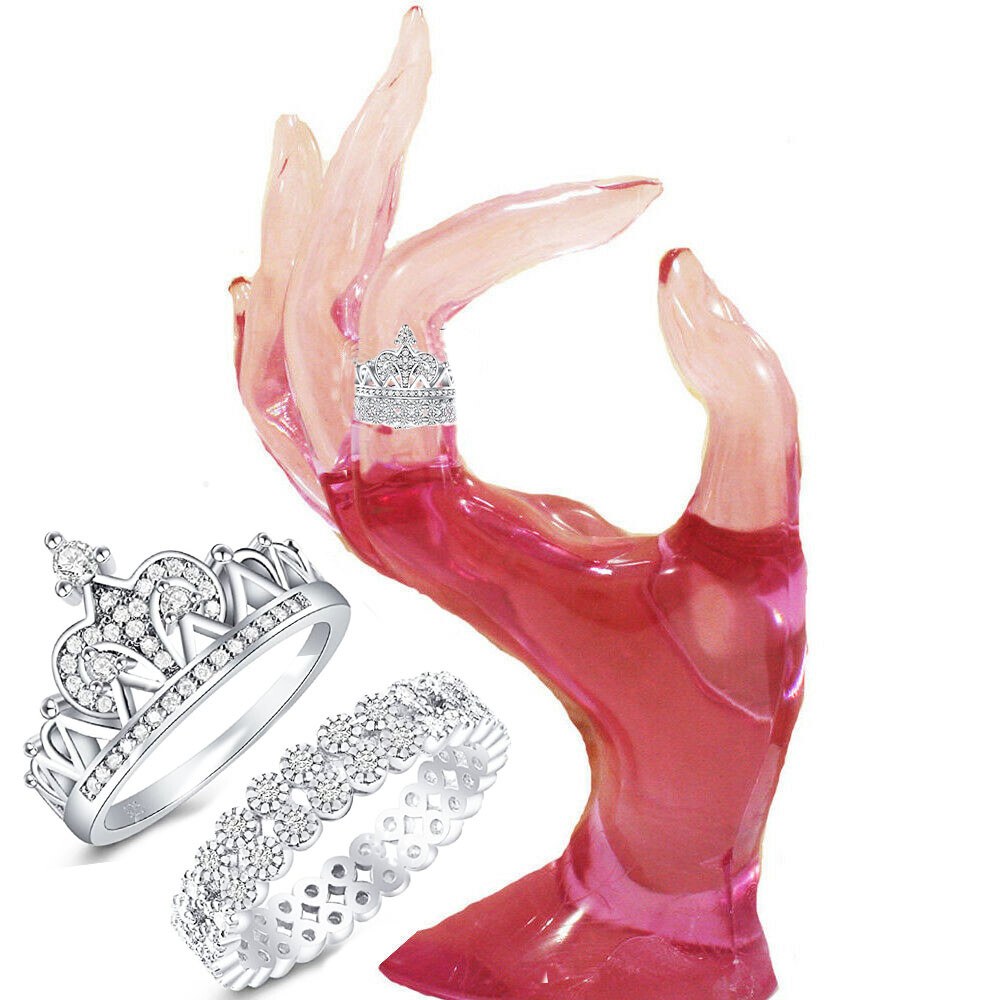 Silver crown ring Real 925 sterling tiara queen Women's Weddings ...