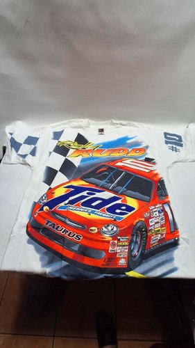 Vtg. Ricky Rudd Tide #10 NASCAR Racing AOP Tshirt XL 90s Tide ...