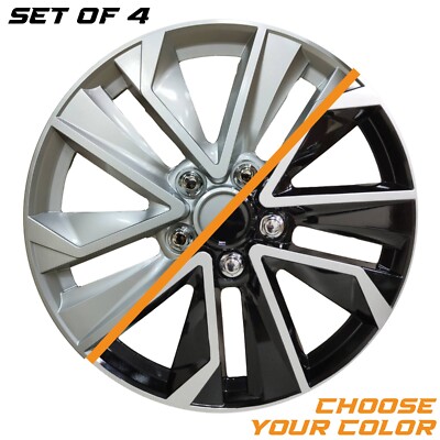 PACRIM 16" Silver & Black Universal Wheel Covers/Hubcaps for Car Rims ...