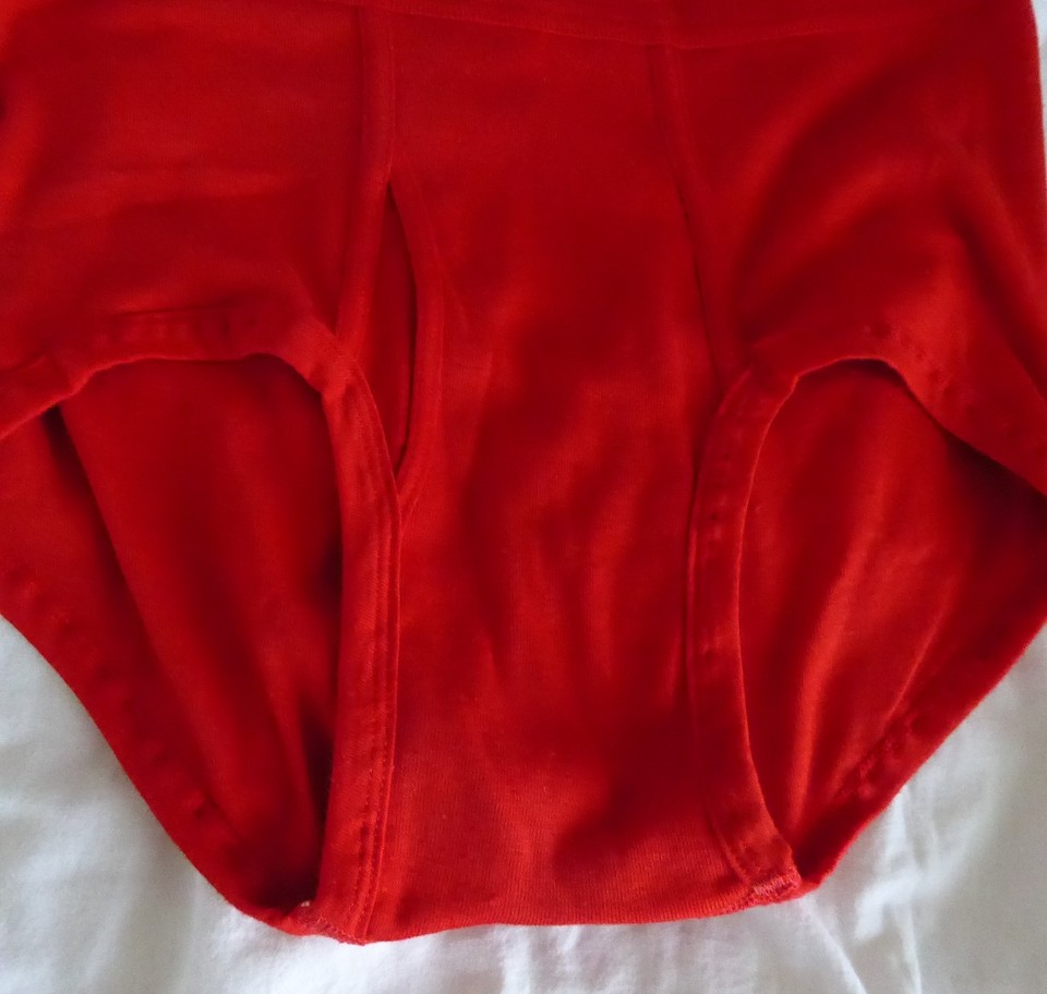 Vtg. J.C. Penney men's brief underwear, red w/ red waist band, Medium ...