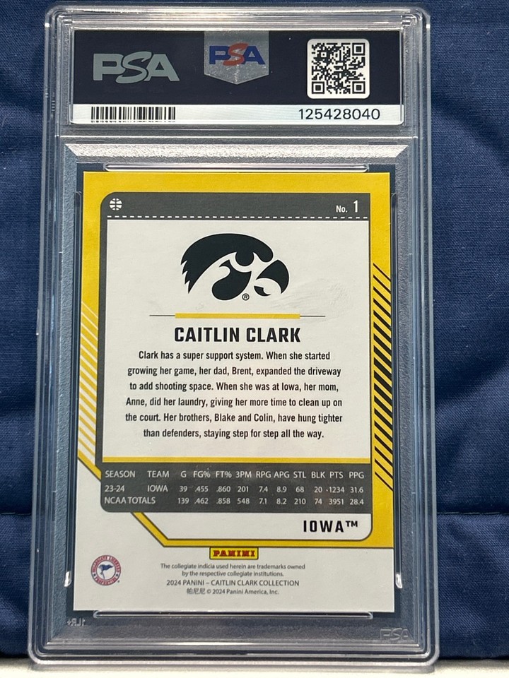 PSA 10 - CAITLIN CLARK #1 RC - 2024 DONRUSS CAITLIN CLARK COLLECTION ...
