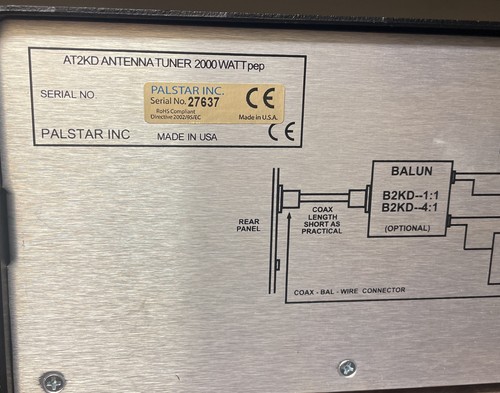 Palstar AT2KD Differential Antenna Tuner for 160-6m Handles 2KW PEP *No ...