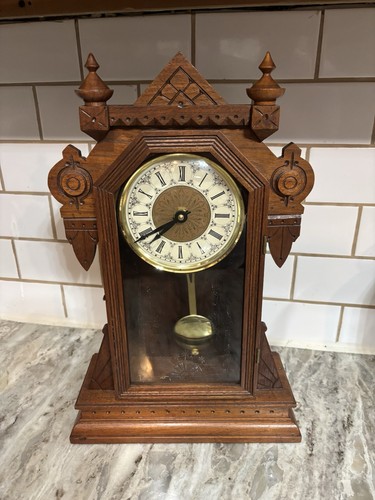 Vintage Unbranded Refurbish Mantle Twin Steeple Swinging Pendulum Chime ...