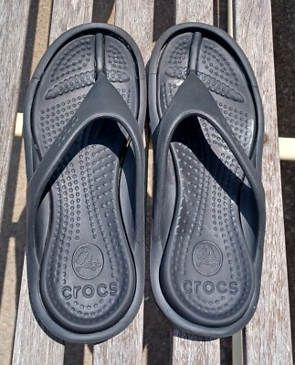 crocs athens unisex size 8 men 10 women black thongs comfort casual ...