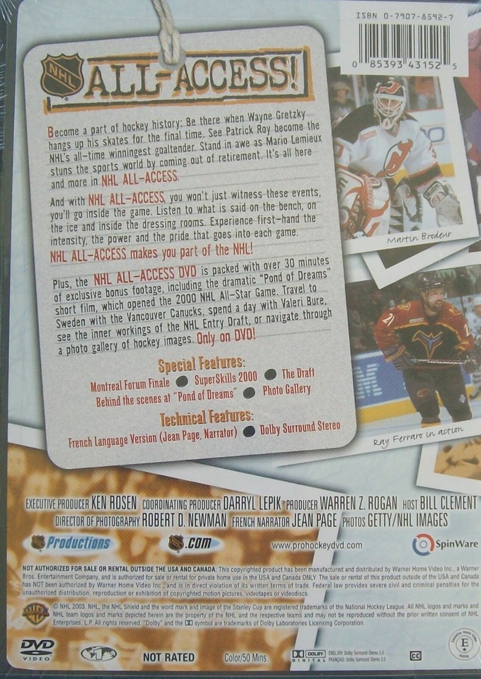 NHL All-Access! (DVD, 2003) Hosted by ESPN'S Bill Clement 85393431525| eBay
