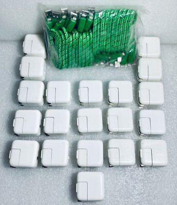 Lot Of 20 - Apple 12W USB Power Adapter/Charger Bricks & 20 Lightning ...