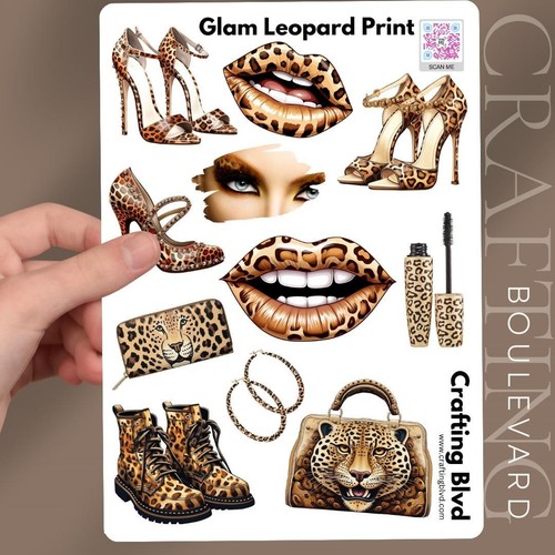 GLAMOUR Girl LEOPARD PRINT2 A5 Sticker sheet Vinyl CRAFT Decal ...