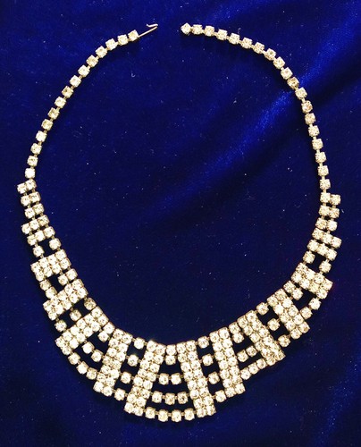 VINTAGE CLEAR RHINESTONE SILVER TONE CLASSIC NECKLACE STATEMENT | eBay