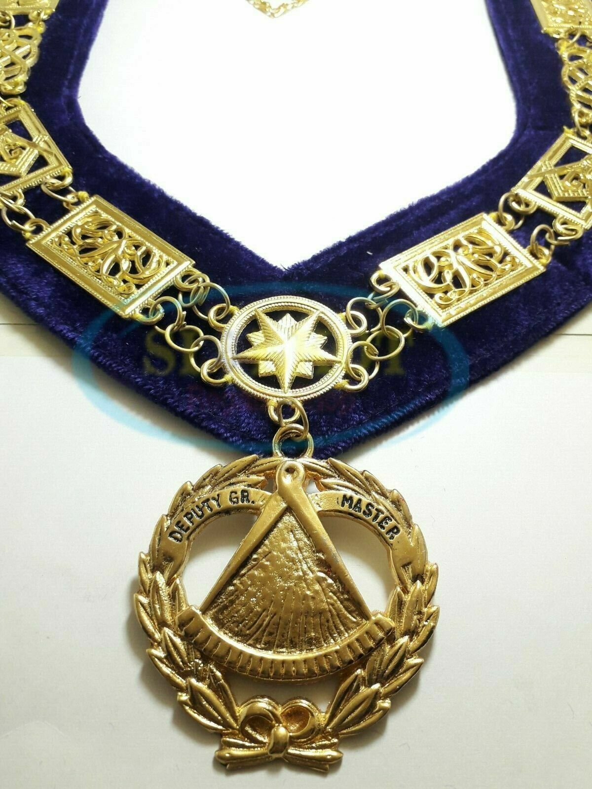 MASONIC MASTER GRAND LODGE CHAIN COLLAR WITH DEPUTY GRAND MASTER JEWELS ...