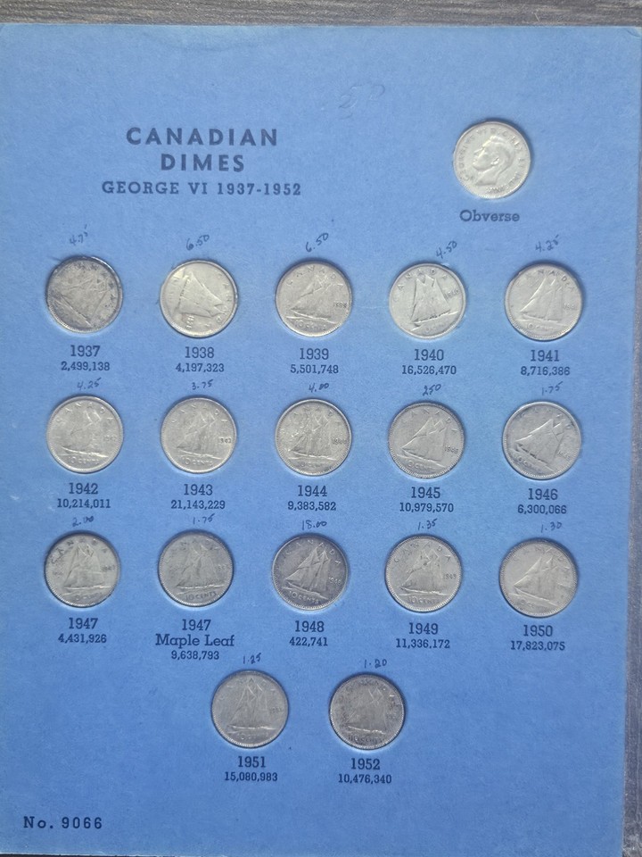 canadian dime collection - EVERY dime from 1937 to 1997 - 35 silver ...