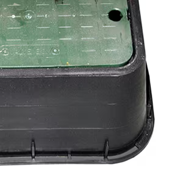 10" x 15" Water Meter Valve Box with Snap-In Lid - Black Box, Green Lid ...