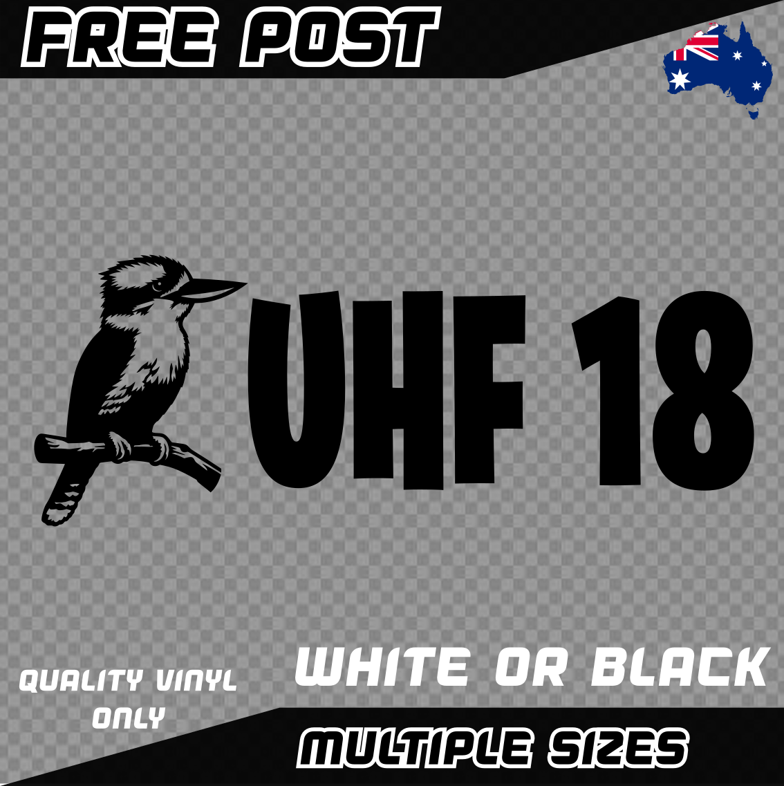 UHF 18 Sticker Decal Window Kookaburra Caravan Adventure Bird Australia ...
