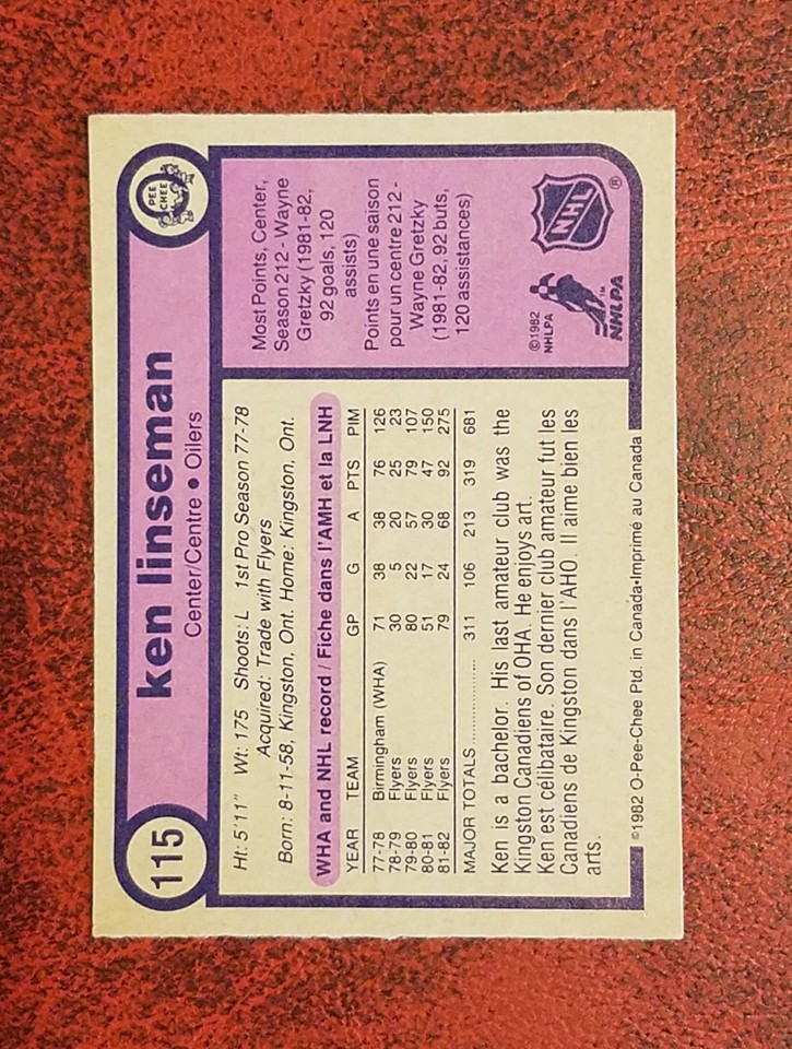 1982 1983 O Pee Chee #115 Ken Linseman Edmonton Oilers Hockey Card | eBay