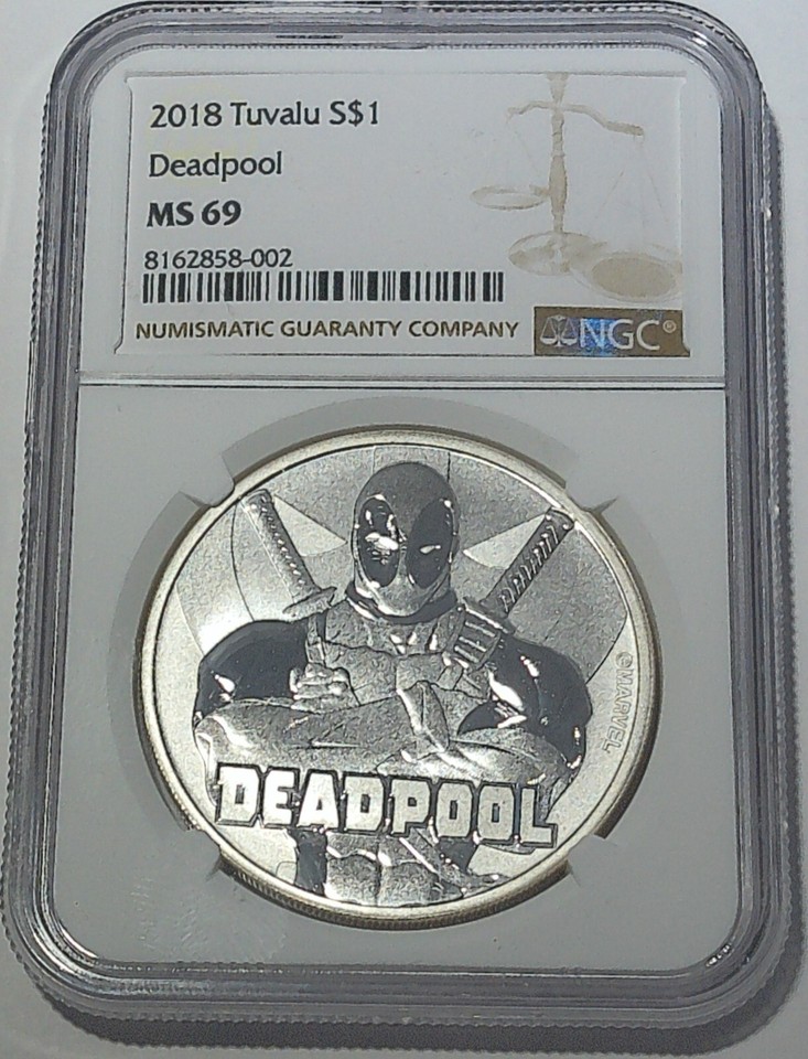 2018 NGC $1 MS69 Tuvalu Deadpool Marvel Comics 1 OZ .9999 Fine Silver ...