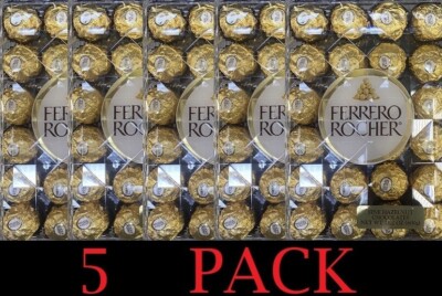 5x Ferrero Rocher Fine Hazelnut Chocolates 21.2 oz 240 Pieces Gift Box ...