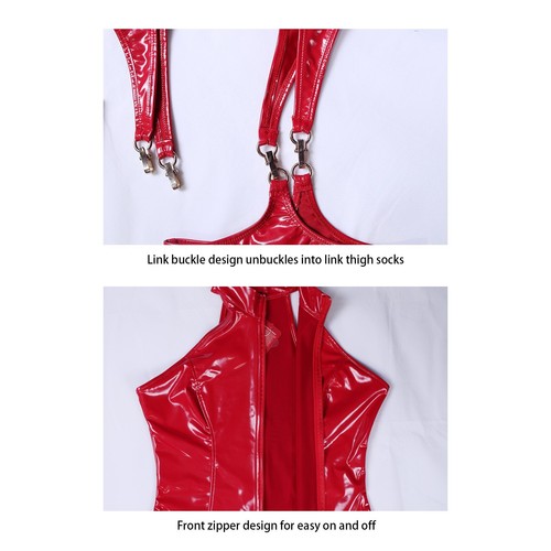 Women's Latex Rubber Catsuit Jumpsuit Bodysuit Set Crotchless Wetlook ...