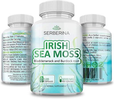 Irish Sea Moss with Bladderwrack and Burdock Root Capsules Seamoss ...