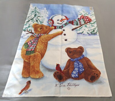 Garden Flag Teddy Bears Snowman 34x 24 By Toland - Artist K. Tice ...