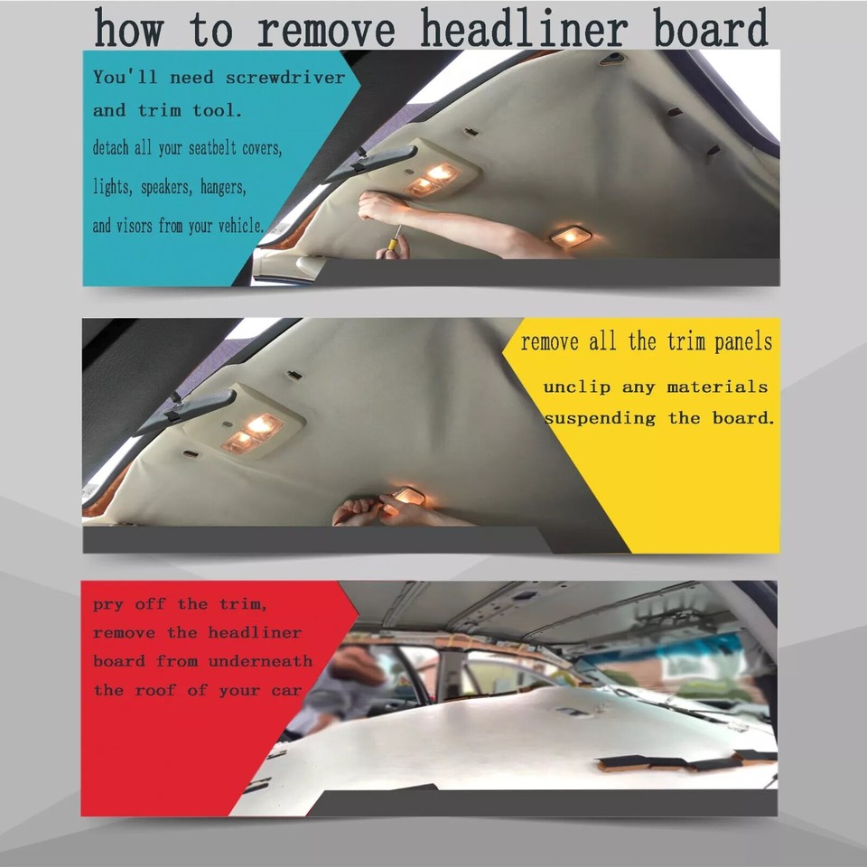 2x79"x60" Gray Headliner Material Suede Fabric Foam Backing For ...