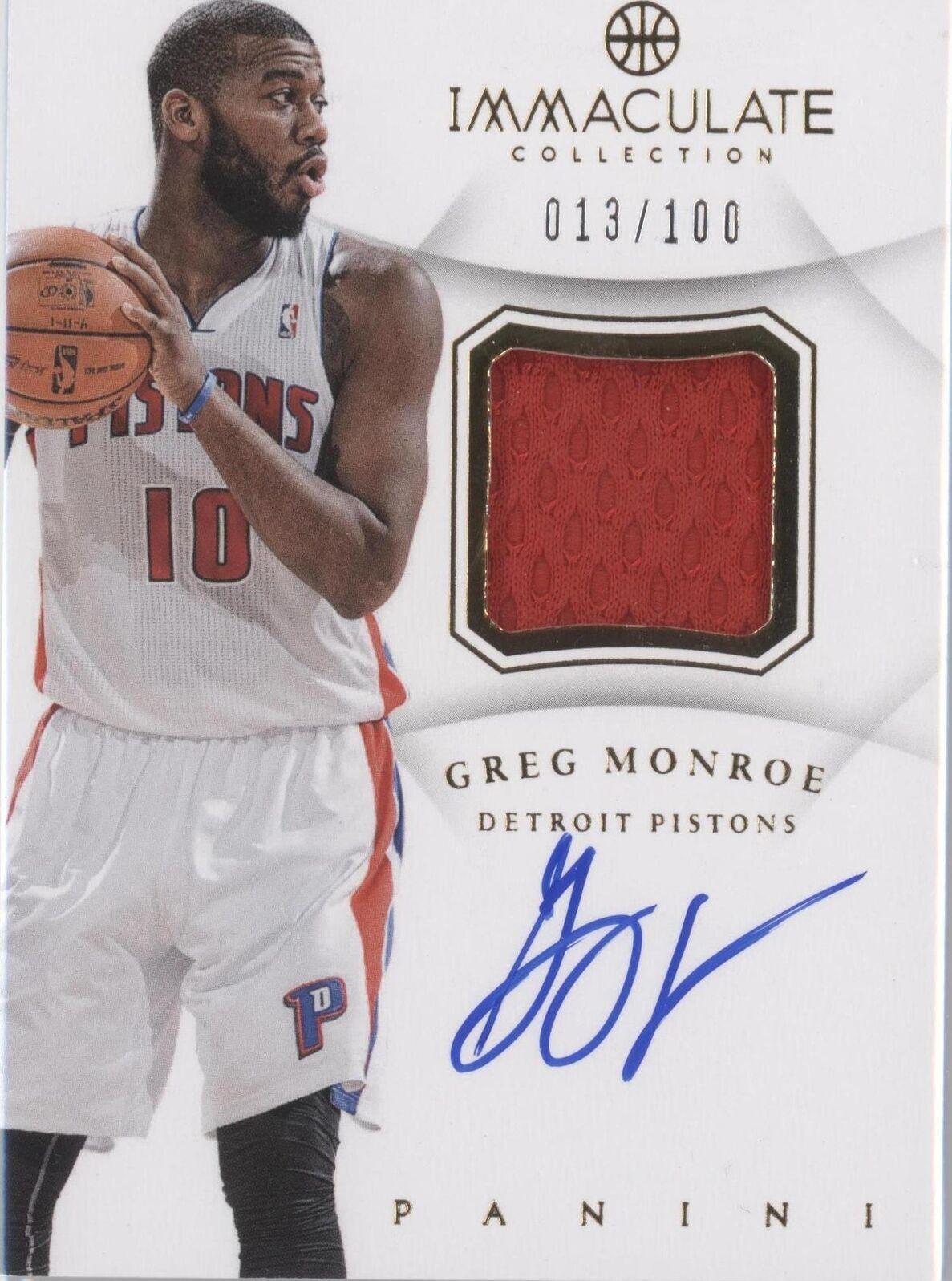 2012-13 Panini Immaculate Collection - Autograph Patch Greg Monroe #AP ...