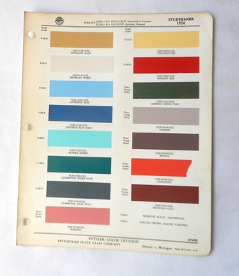 1956 STUDEBAKER PPG COLOR PAINT CHIP CHART ALL MODELS ORIGINAL | eBay