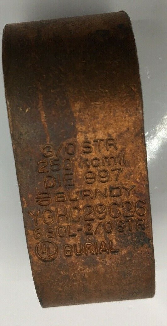 YGHC29C26 BURNDY COPPER CABLE RANGE OF 3/0 STRAIGHT THRU 250-KCMIL ...