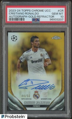 2023-24 Topps Chrome UCC Gold Refractor Cristiano Ronaldo AUTO 44/50 ...